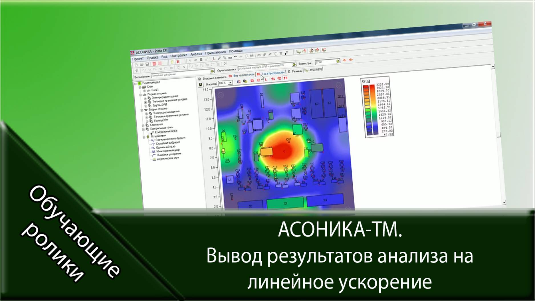 АСОНИКА-ТМ. Вывод результатов анализа на линейное ускорение