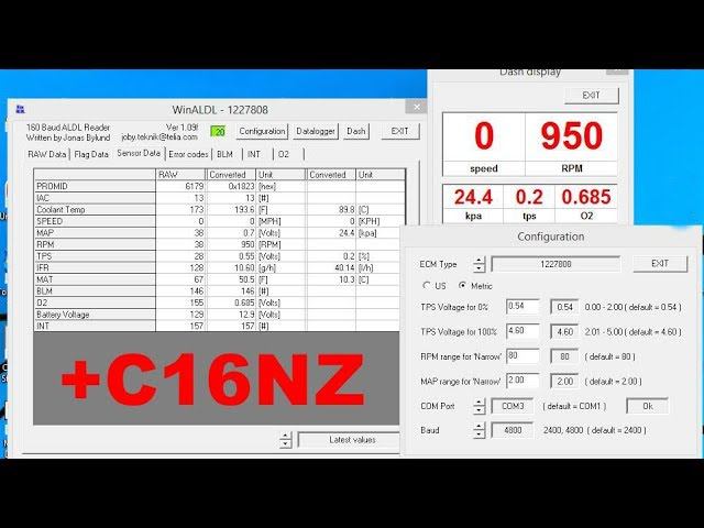 Диагностика двигателя C16NZ через ПК