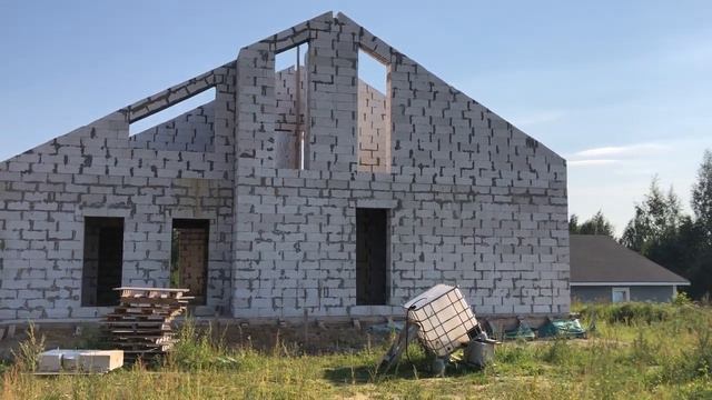 Завершение кладочных работ по дому из газобетона s 248 м2 д. Мендсары