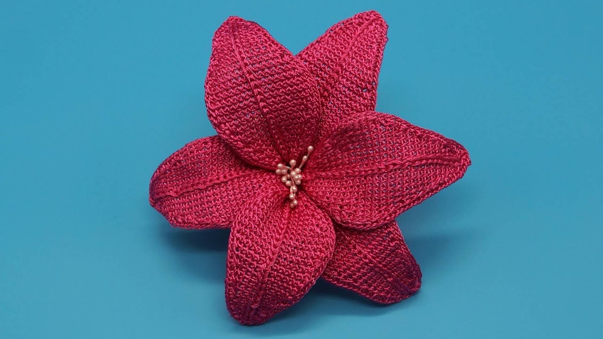 Лилия крючком, мастер класс вязания. Цветок крючком. Тунисское вязание.