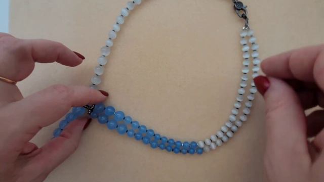 Двухрядное двухцветное колье "Морской бриз" из серии #флешмоб_море_зовет  №11