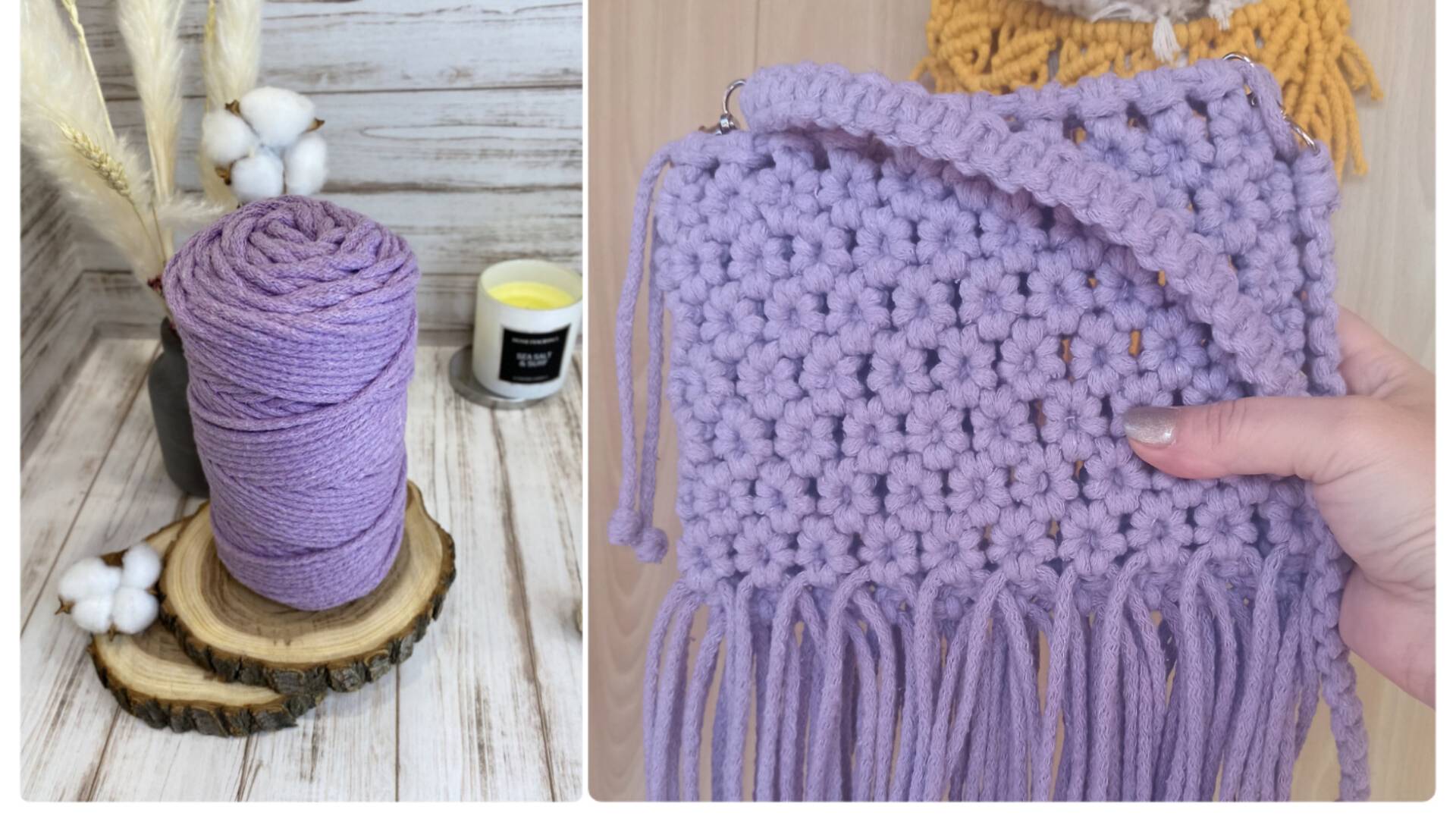 Мастер-класс в технике макраме сумка"Лаванда".Бесплатно #сумкамакраме,#урокимакраме