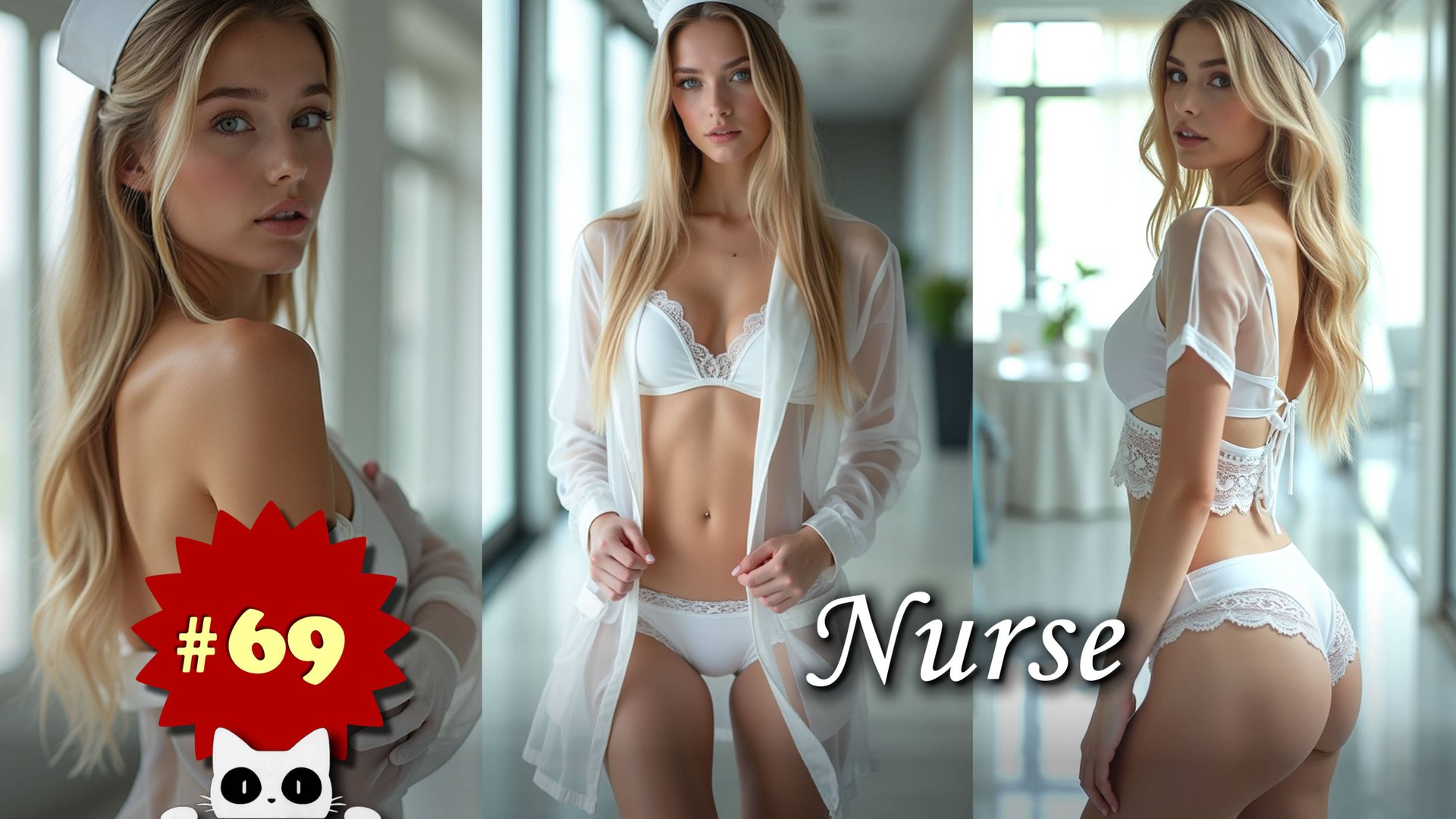 Сердцебиение. Nurse. AI Lookbook girl in 4K format. Cute 19 year old girl. №69