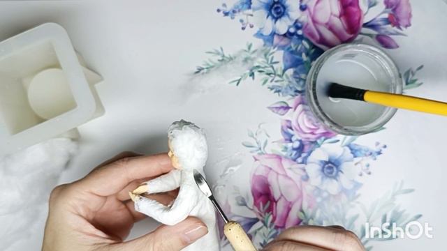 Ватная игрушка "Снежный ангел", часть 4