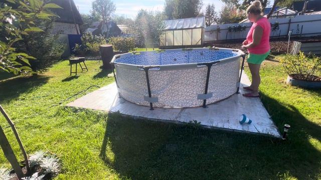 8 сентября. Убираю БАССЕЙН. Как слить воду. Как мыть. Как сложить.