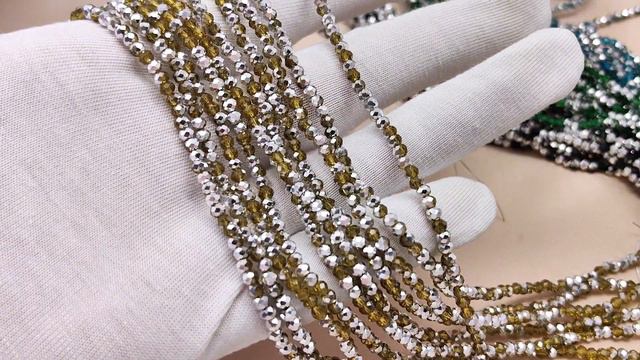 Стеклянные бусины рондели 3х2мм  покрытие серебро