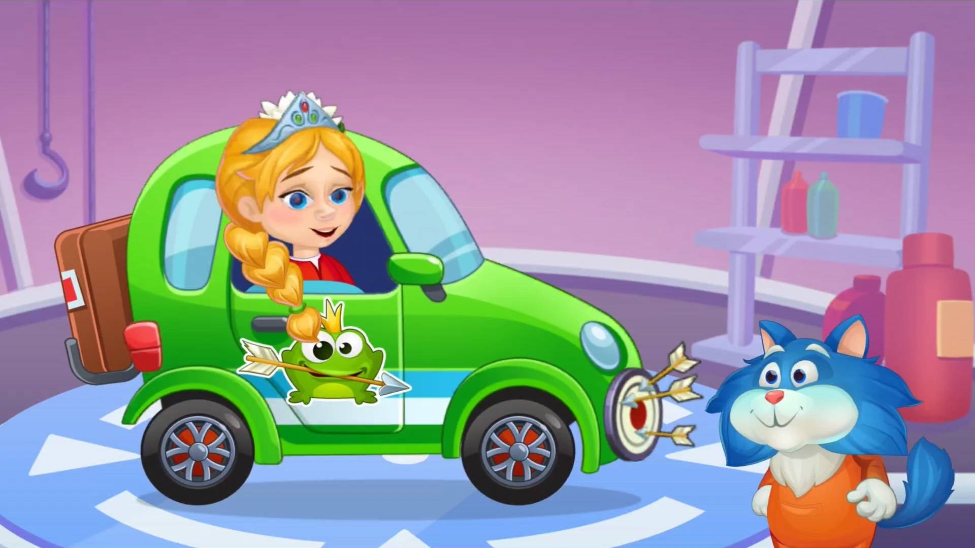 Кот Пломбир ремонтирует машину Царевны | Мультфильм Автомастерская для детей
