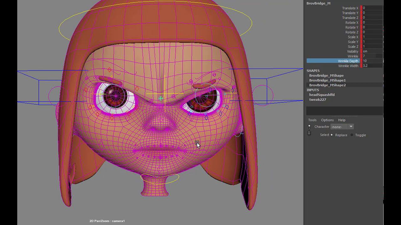 Some features of joint-based face rig
