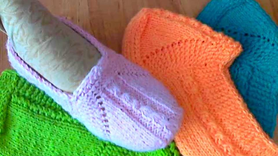 Следки без шва. Спицы. Можно использовать как шаблон.Slippers._2