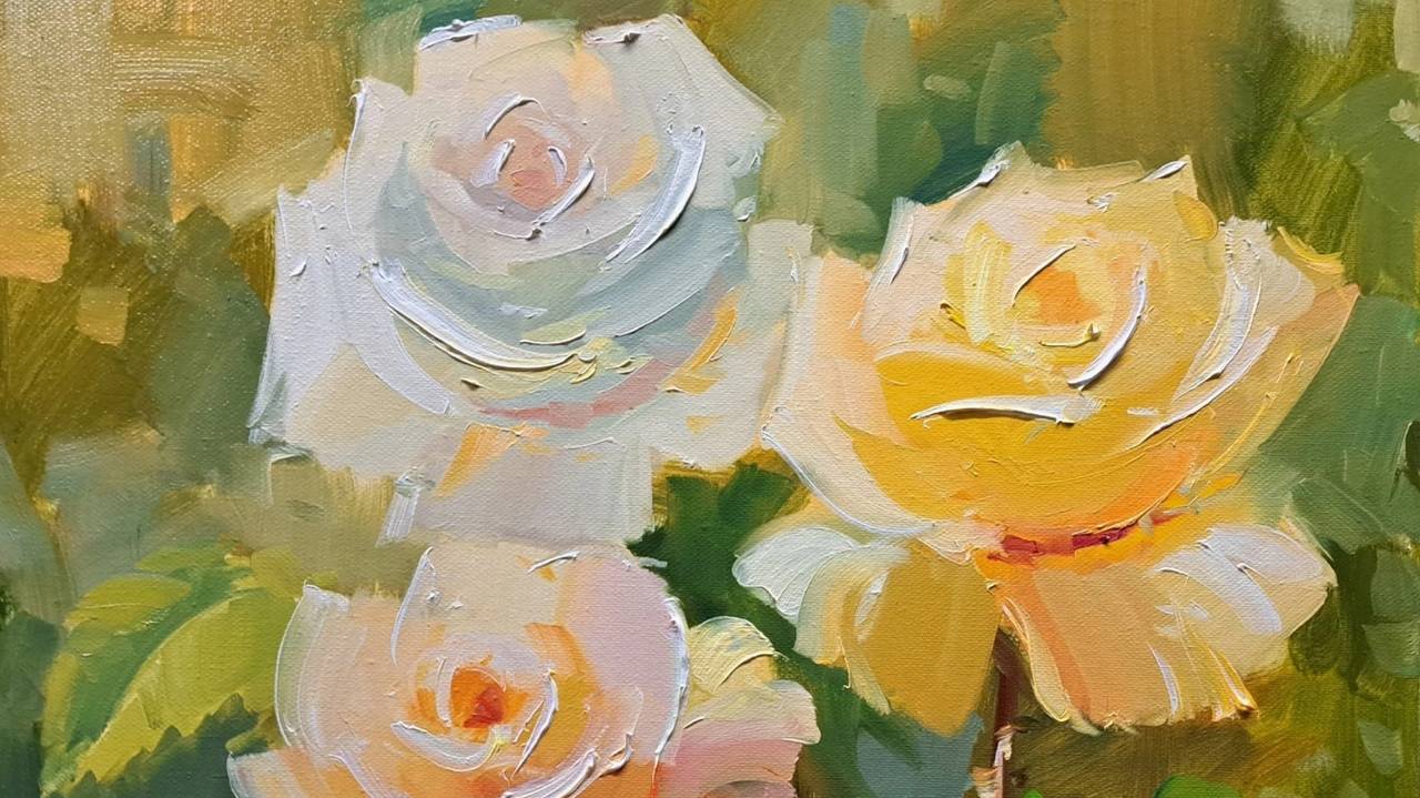 Розы.Живопись маслом