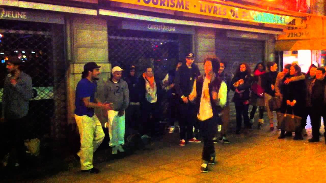 Street dancing in Paris Latin Quarter.