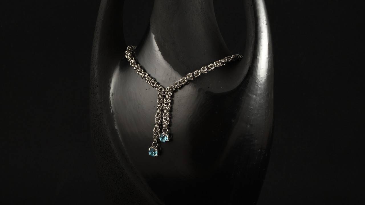 Женский чокер-галстук на шею Морской дракон аквамарин цепочка с кристаллами