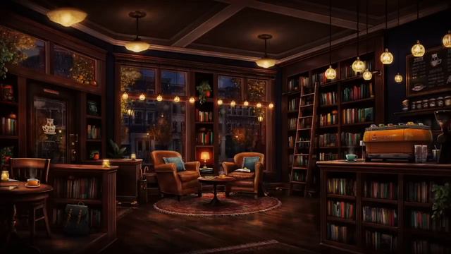 Fall Coffee Shop - Bookstore Ambience with Relaxing Jazz Music