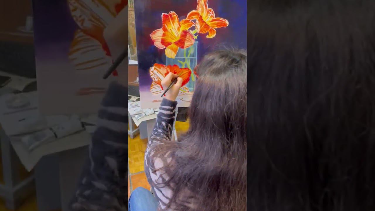 Картина маслом на холсте "Солнце в лепестках"