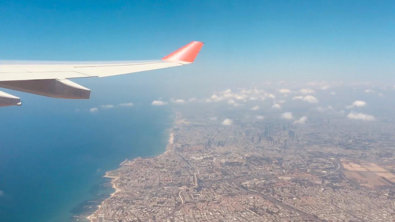 Взлёт Airbus A330-300 аэропорт TLV “Take-off of Airbus A330-300 from Ben  Gurion Airport TLV”