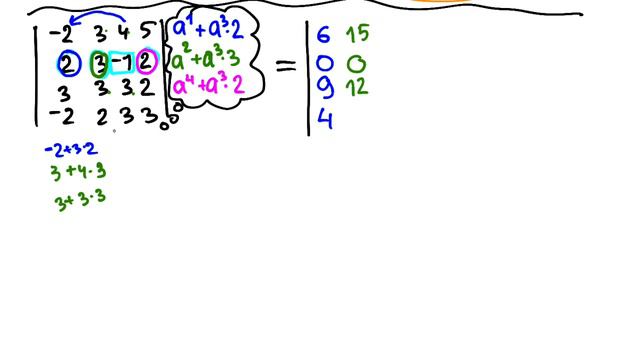 Вычисление определителя 4х4