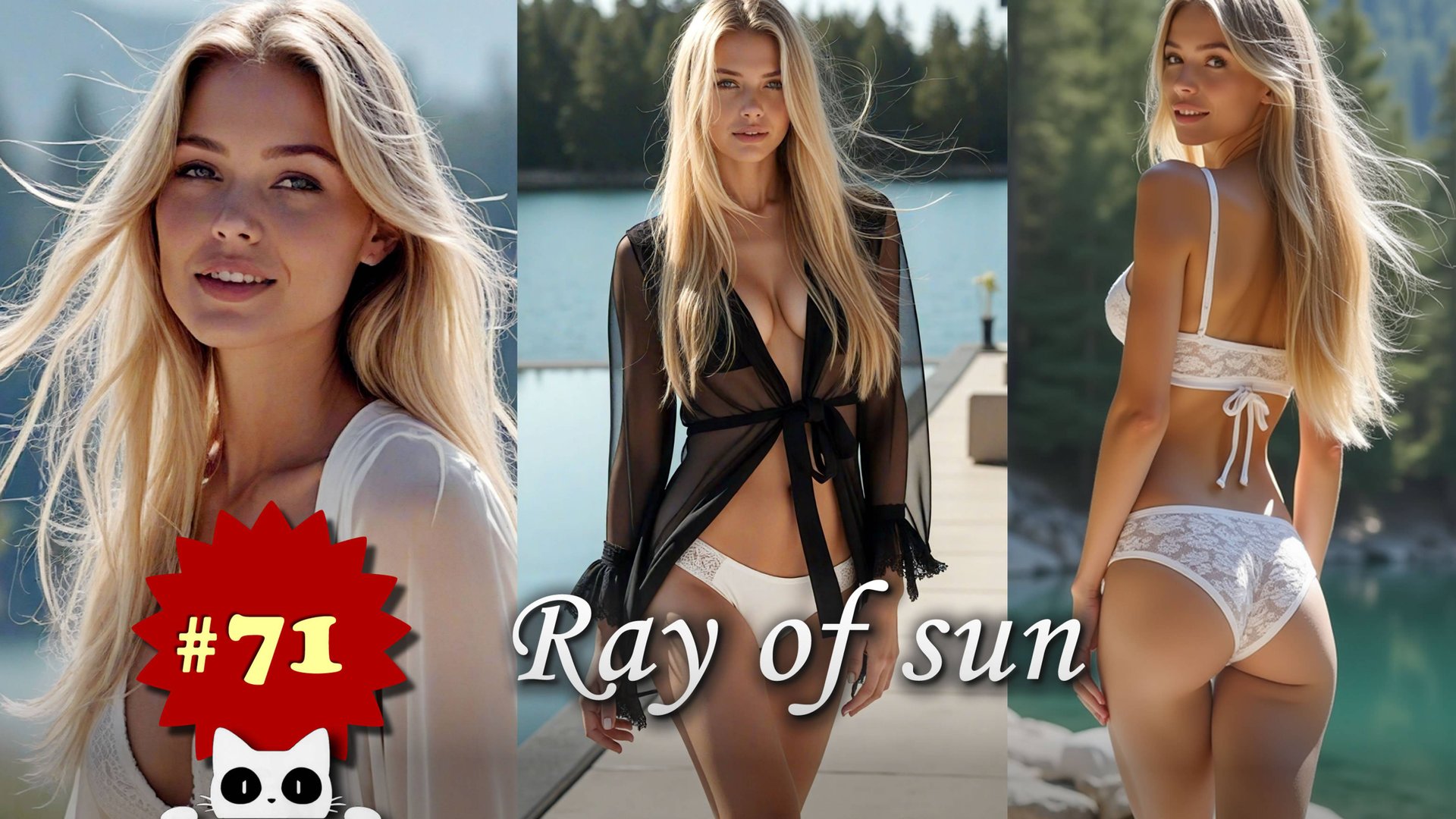 Ray of sun. AI Lookbook girl in 4K format. Cute 19 year old girl. №71