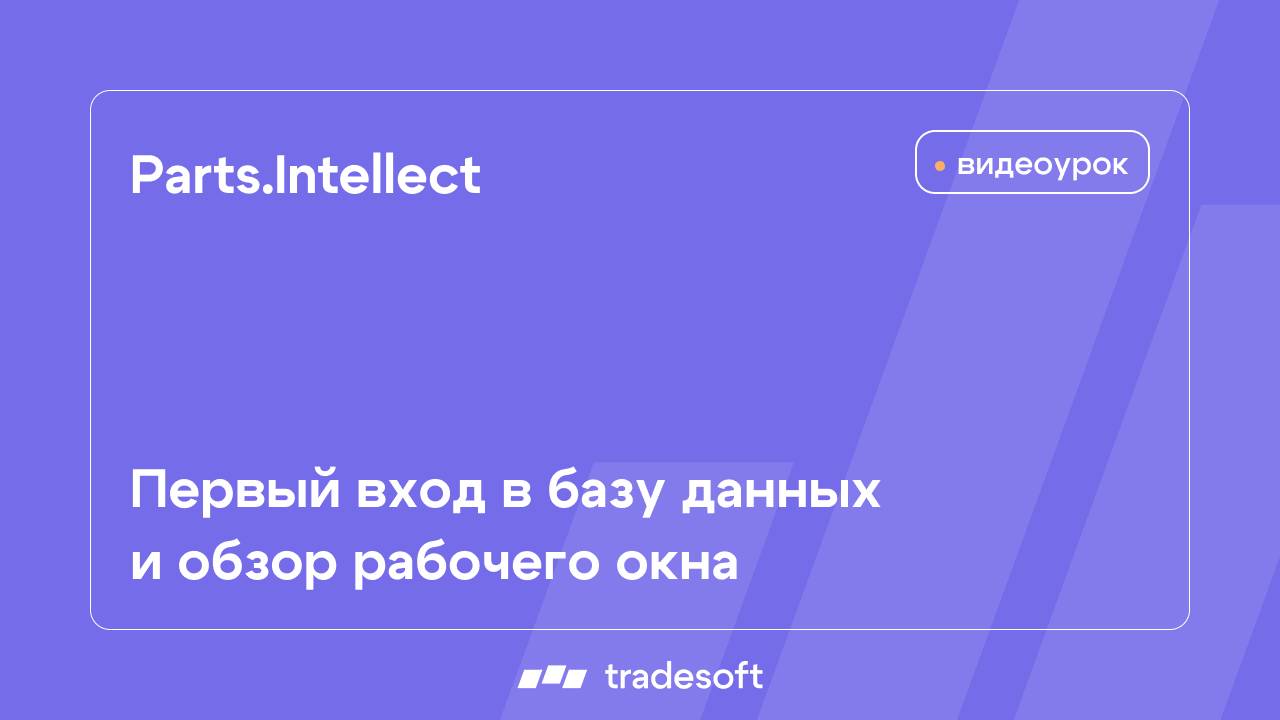 Parts.Intellect. Первый вход в базу данных и обзор рабочего окна