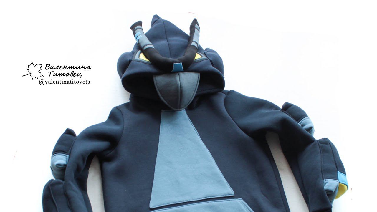 На основе готовой выкройки худи сшила костюм героя Бравл Старз Ворона Меха