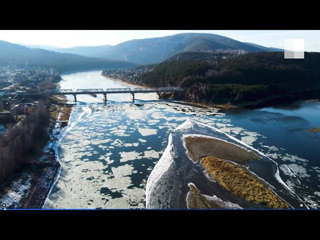 Ледостав на реке Мана. Красноярский край.