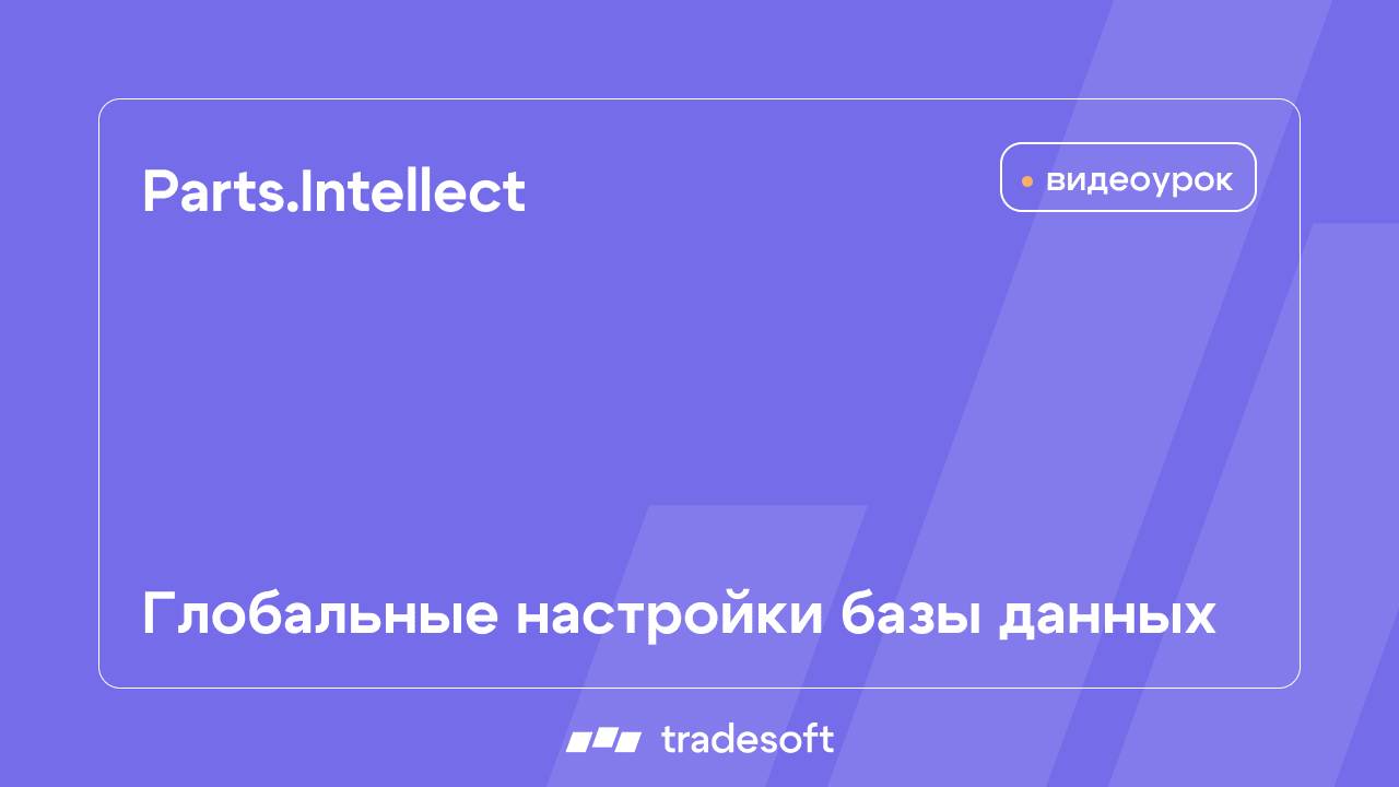 Parts.Intellect. Глобальные настройки базы данных