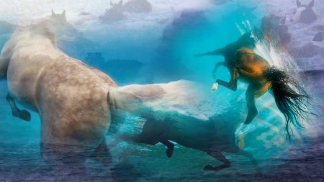 Лошади в океане. Я не верю в гибель лошадиную!!!