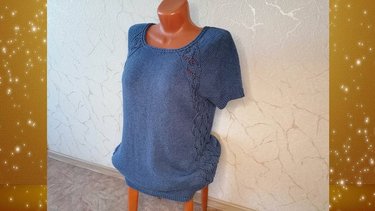 Готовая работа. Кофточка регланом сверху. Рассказываю как вязала.