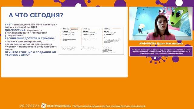 АНФИМОВА Д. М. О работе секции «Здравоохранение и здоровый образ жизни» Совета при Правительстве РФ