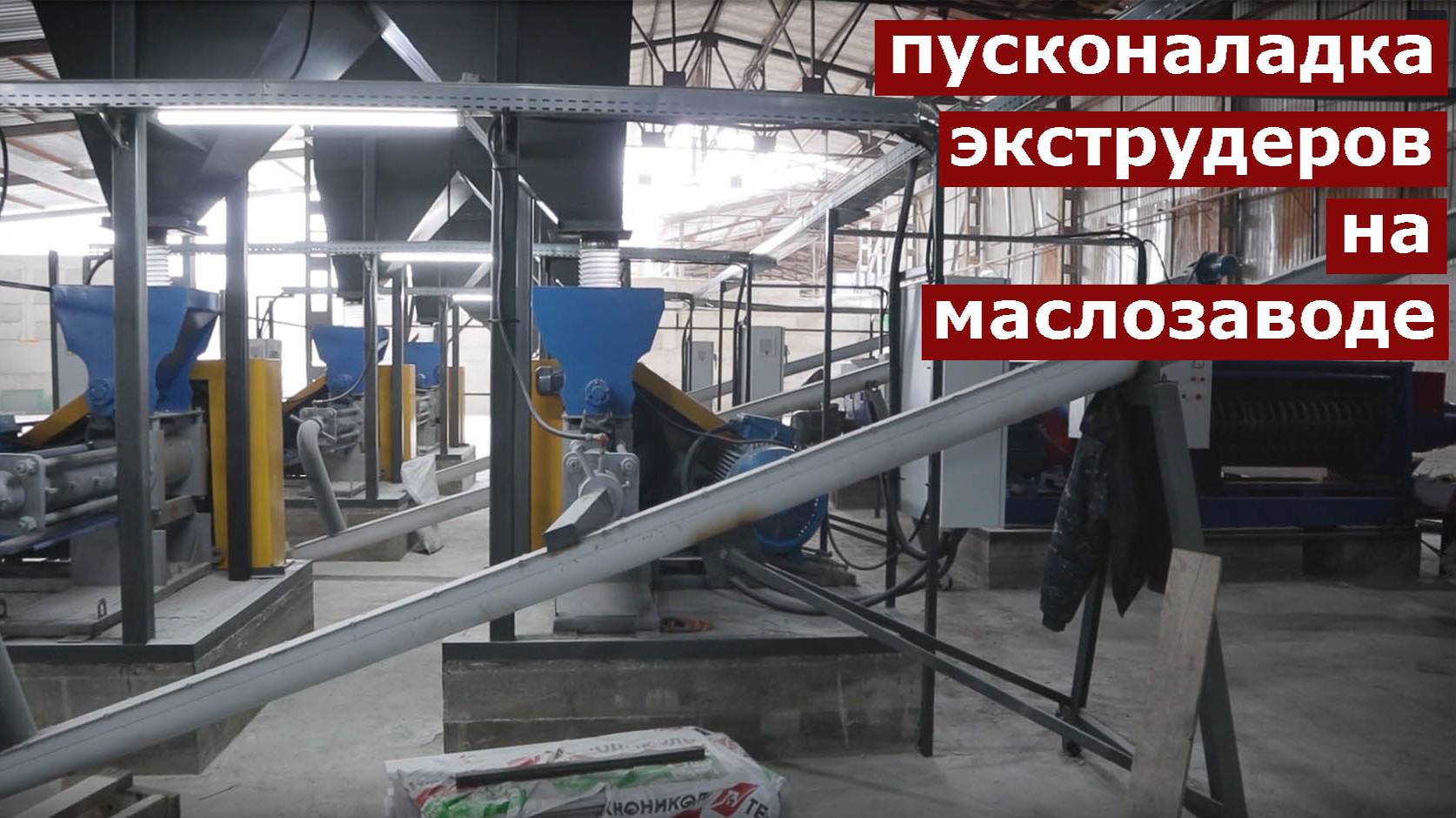 Запуск экструдеров "Экспро М" на заводе по производству соевого масла и жмыха.