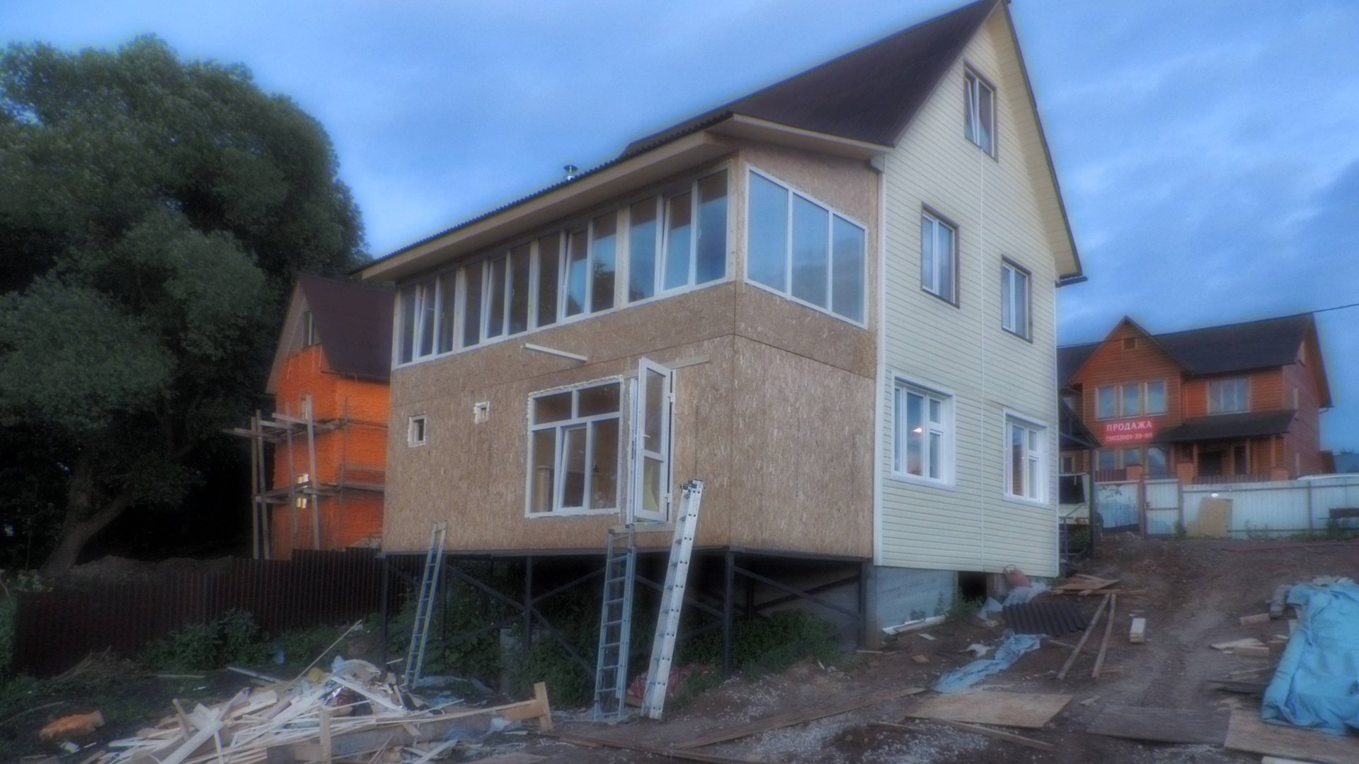 Каркасная пристройка бани, к дому.