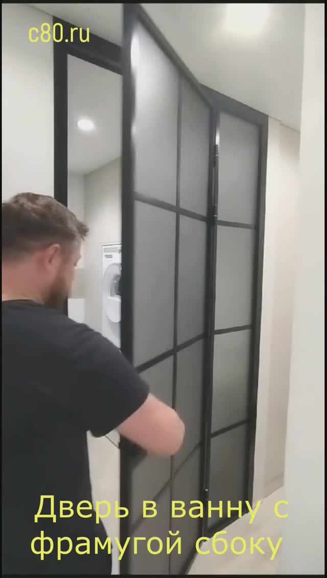 Алюминиевая дверь  - зонирование санузла