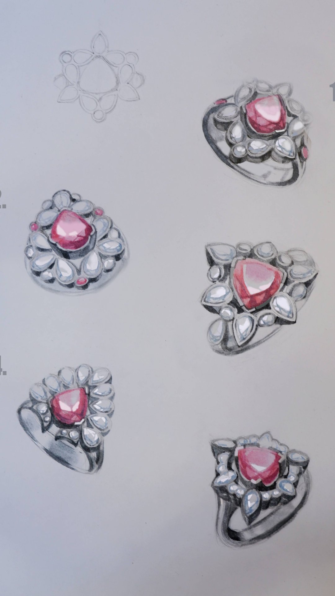 Отрисовка кольца с розовым сапфиром!