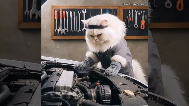 коты ремонтируют машины