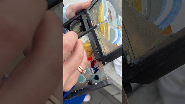 Этюд с лодкой, к/м 10х15, #oilpainting