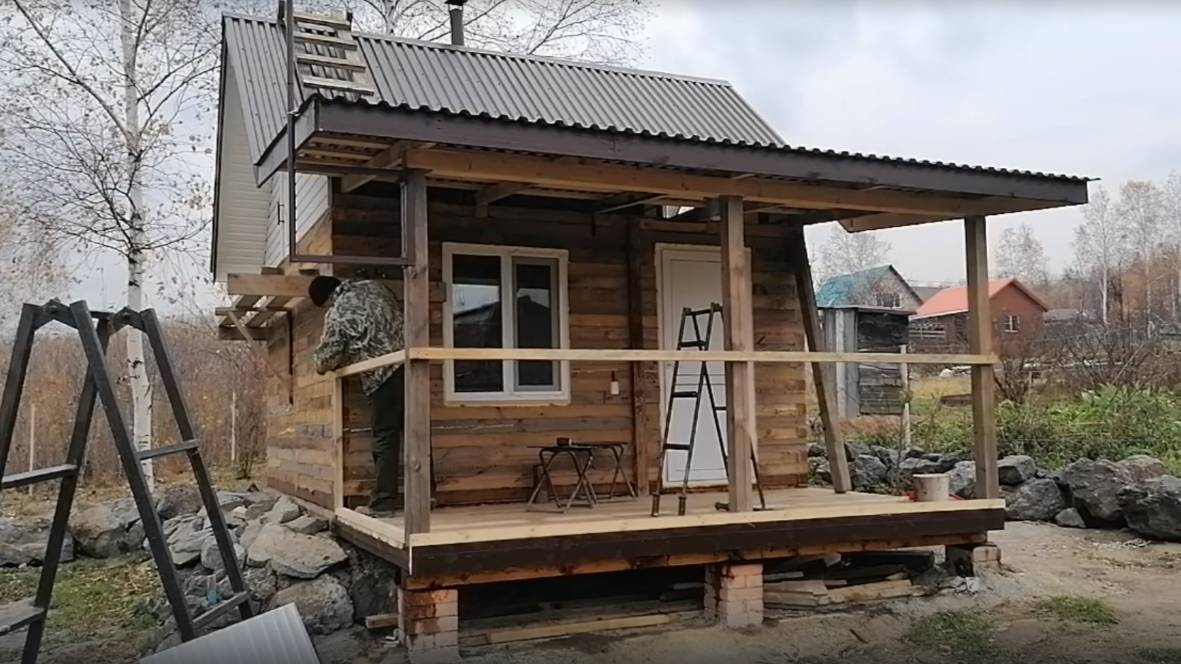 Строительство бани 4*4 с верандой. Проводим проводку. #строительство #баня