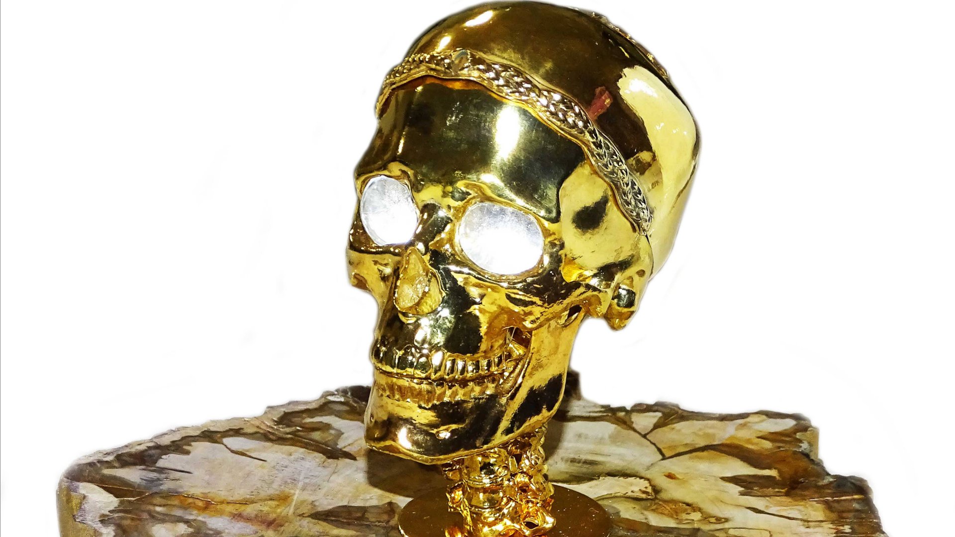 Череп шкатулка для драгоценностей, сапфиры, бриллианты, серебро.