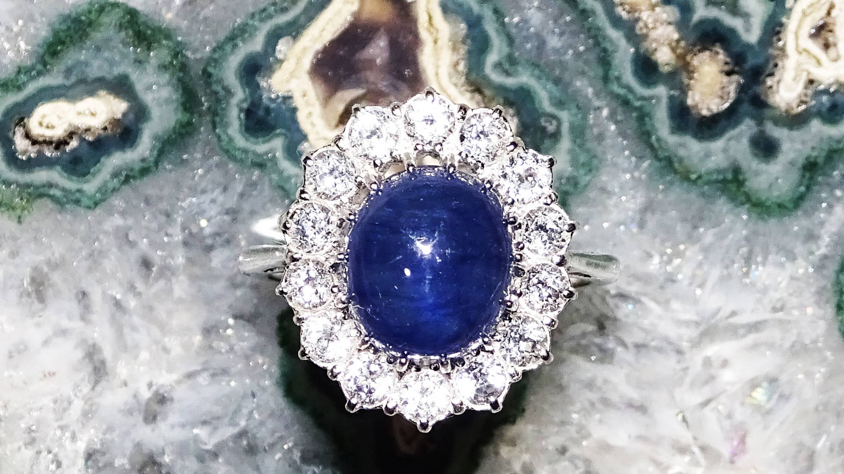 Восстановление крапана на кольце. Кольцо как у принцессы Дианы, с огромным сапфиром и бриллиантами.