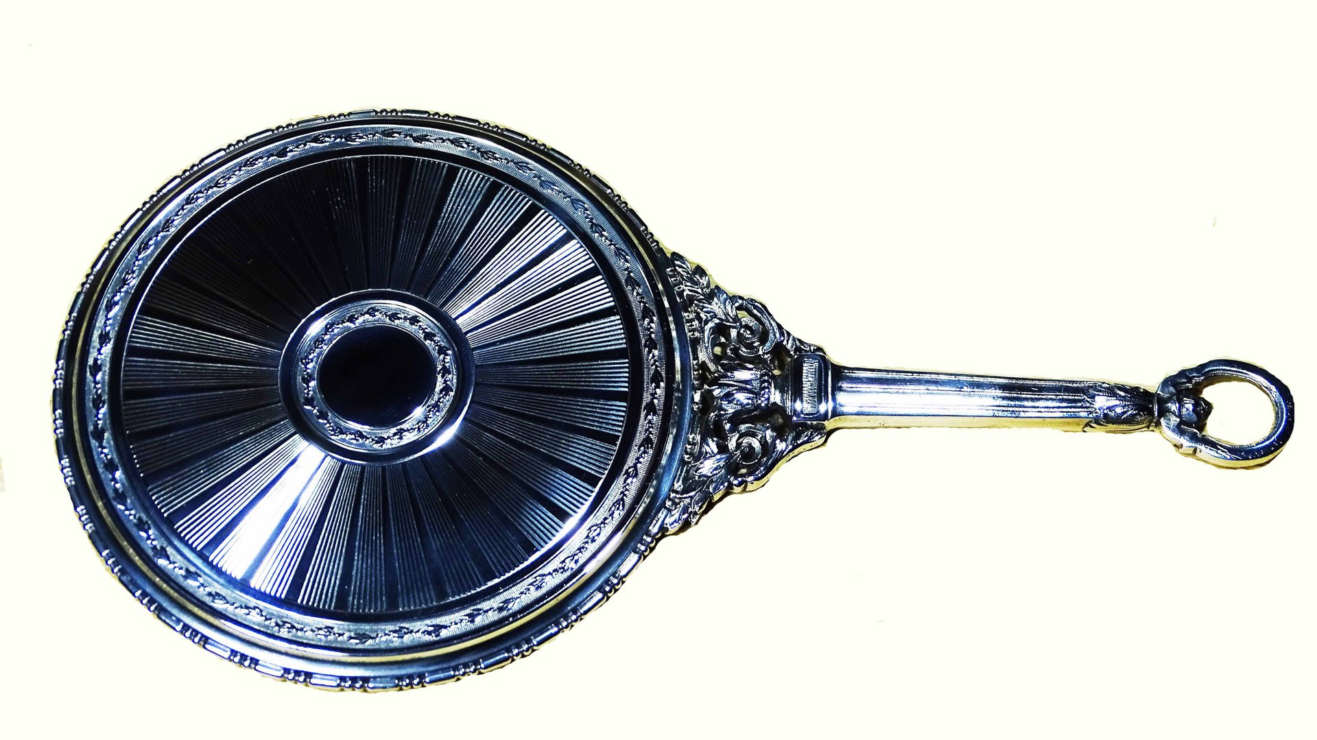 Реставрация старинного серебряного дамского ручного зеркала, 19 век пайка ультразвук химия полировка