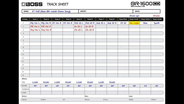 Boss BR 1600 How to Navigate songs and V-Tracks Explained
