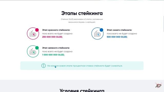 "Светофор" этапов стейкинга GLIZE