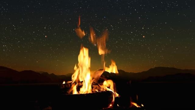 Звуки костра на фоне звездного неба - Музыка для сна и отдыха и релксации
