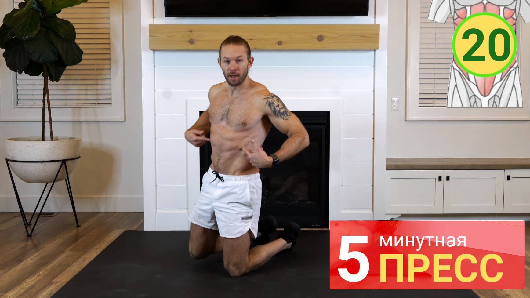 20 | 5 минутная тренировка пресса | Косые мышцы