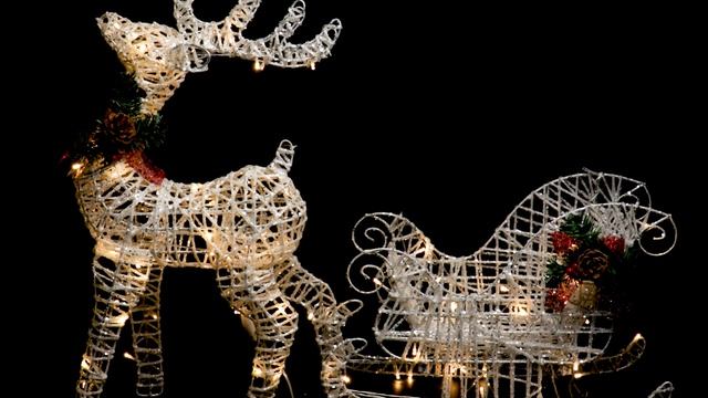 Украшение новогоднее Олень + санки, 60 см, серебро "Артикул 127510"