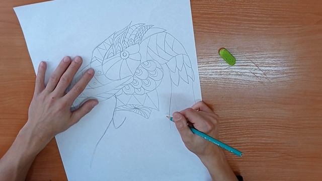 Рисование гелевой ручкой, построение. Урок 1 (Орел)