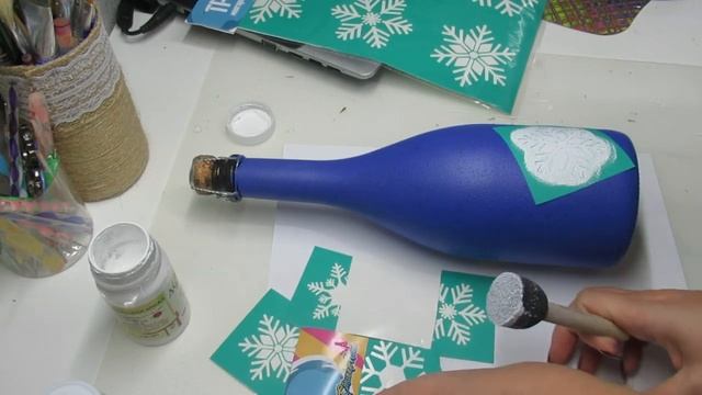 Декор бутылки на Новый год! Мастер класс!