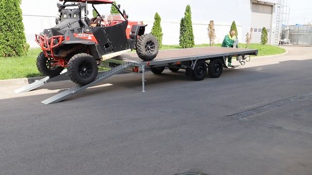 Двухосный прицеп платформа с тормозом наката v6020