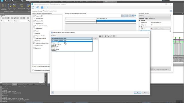 Создание отчета по трассе. Пользовательские точки.