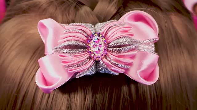 Бантики из атласных лент. Двойные бантики Канзаши. Мария Калугина