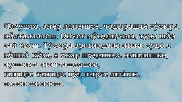 Аудиотекст на марийском языке. Елизар Янгильдин. Сылне эр.