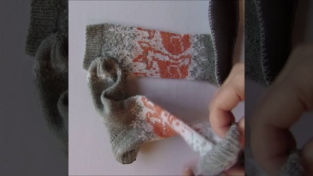 Гольфы вязаные "Лисы" ручной работы на подошве из натуральной кожи